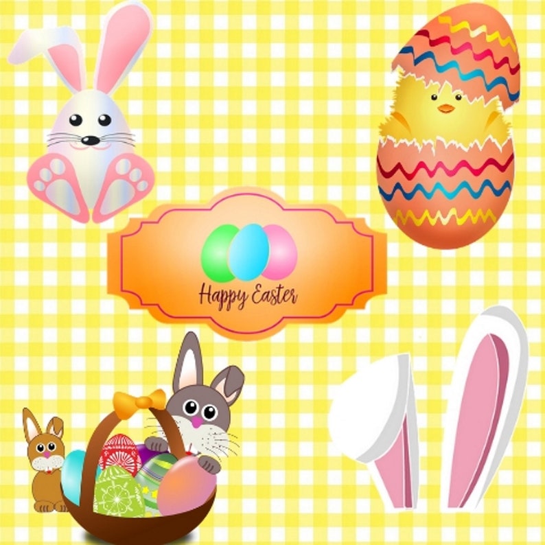 14 Happy Easter Graphic Clipart Set for Personal & Commercial | Etsy