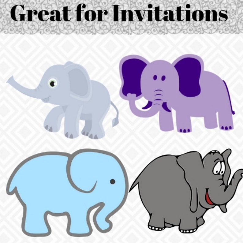 17 Cute Elephant Clipart Set for Personal & Commercial Use. Colorful ...