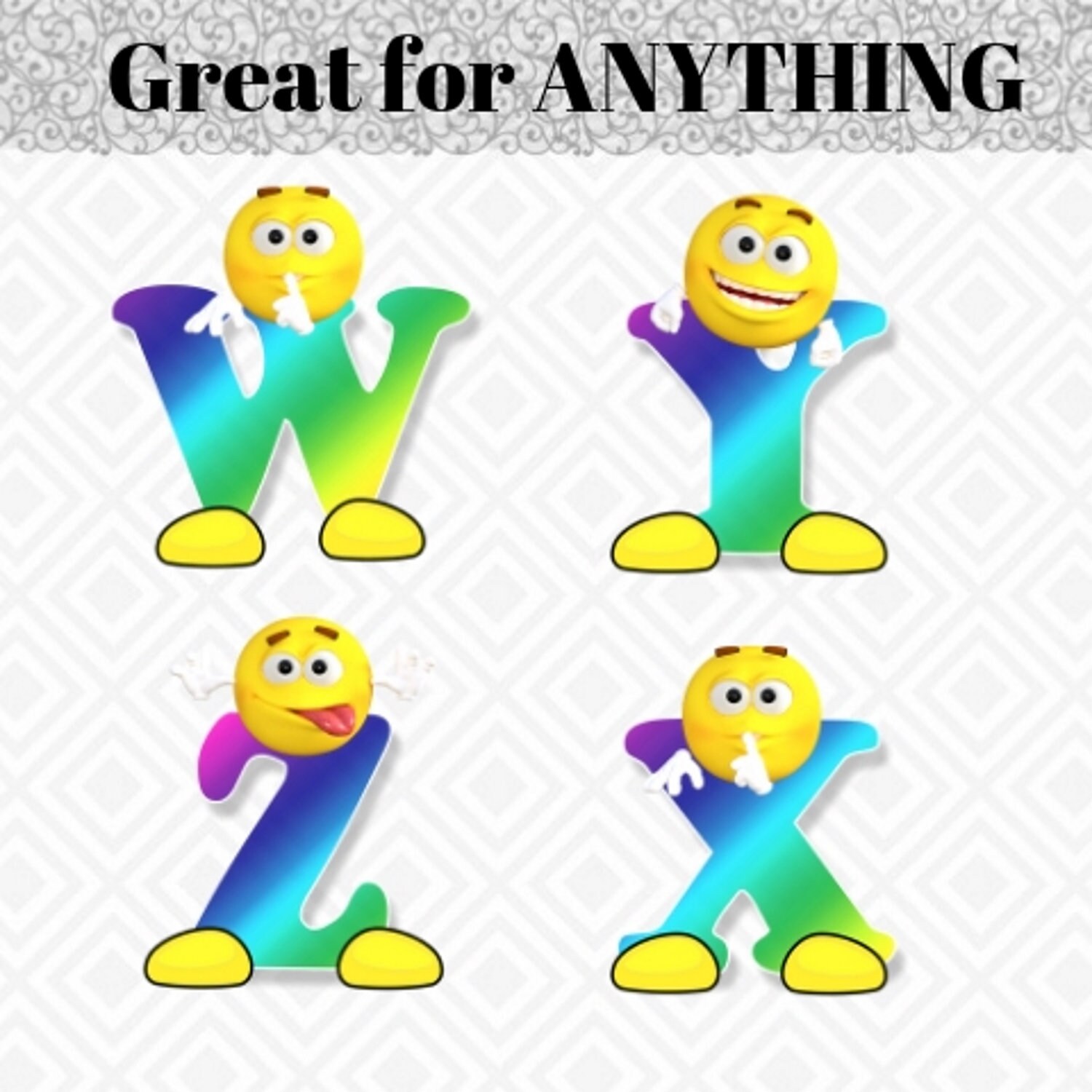 26 Emoji Alphabet Clip Art Graphics for Personal & Commercial Use to ...