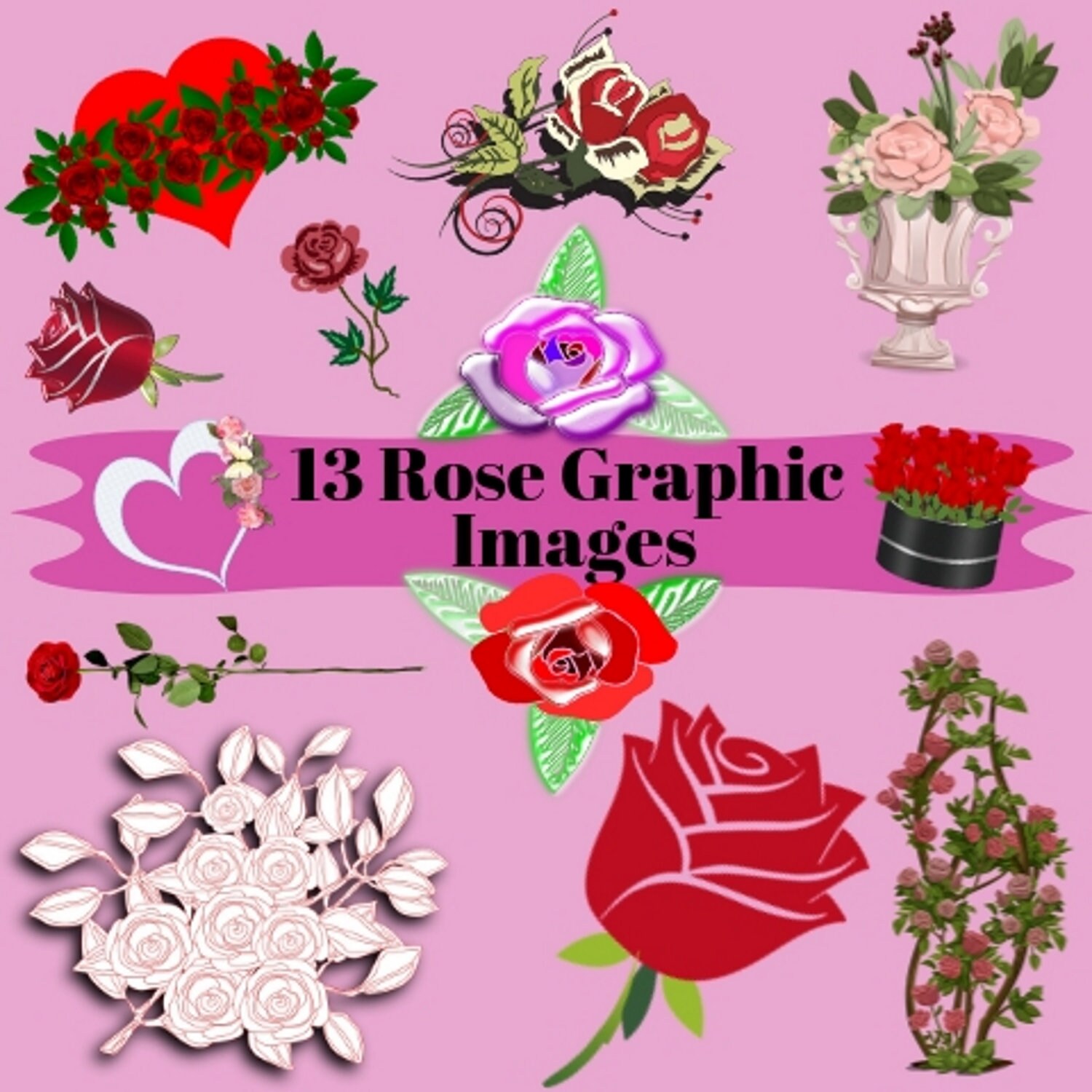 28 Beautiful Rose Image Clipart Set for UNLIMITED Personal and ...