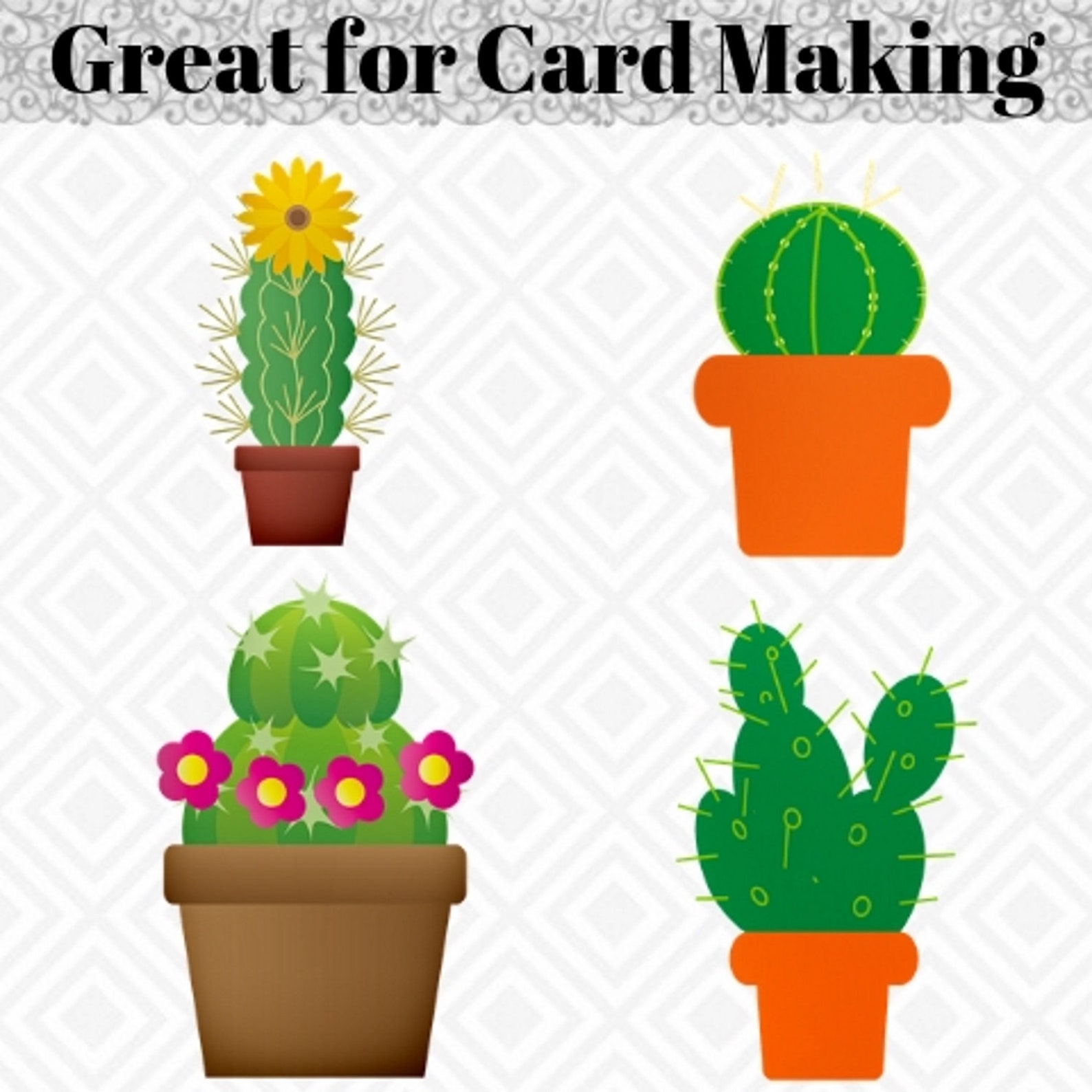 16 Cute Cactus Clipart Set for Personal & Commercial Use. Instantly ...