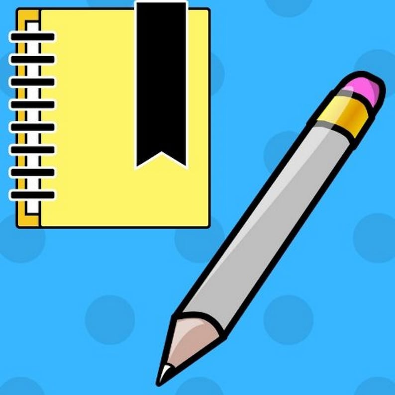 Cute Notebook and Pencil Clipart PNG Graphic Image Set, With UNLIMITED ...