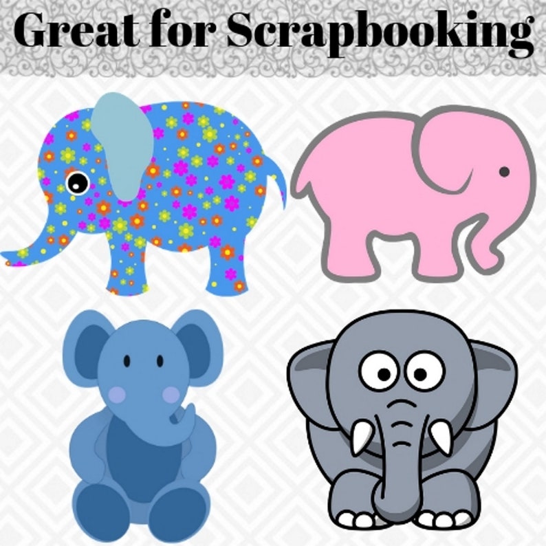 17 Cute Elephant Clipart Set for Personal & Commercial Use. Colorful ...