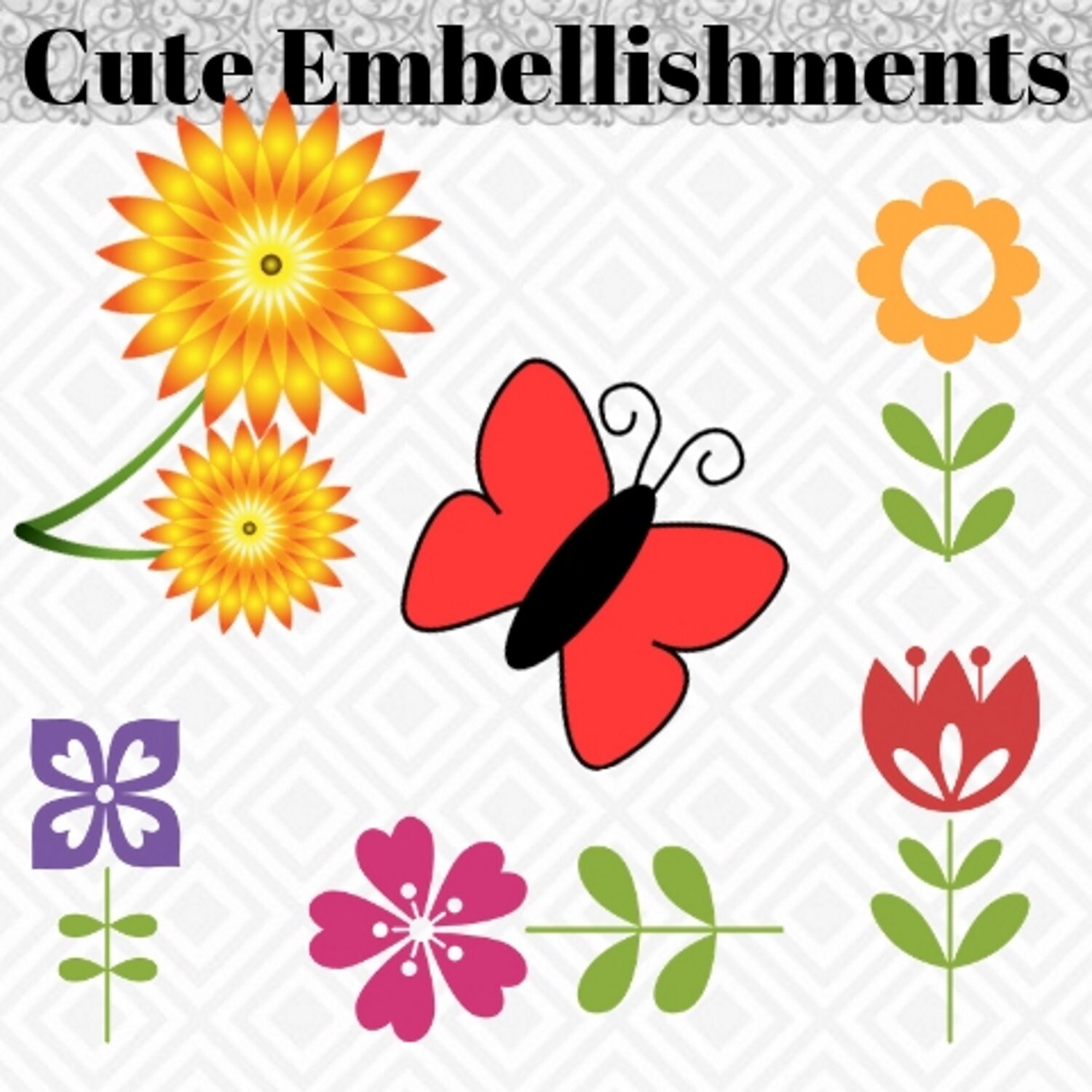 26 Spring Time Clipart Set for Personal & Commercial Use. Flower, Bird ...
