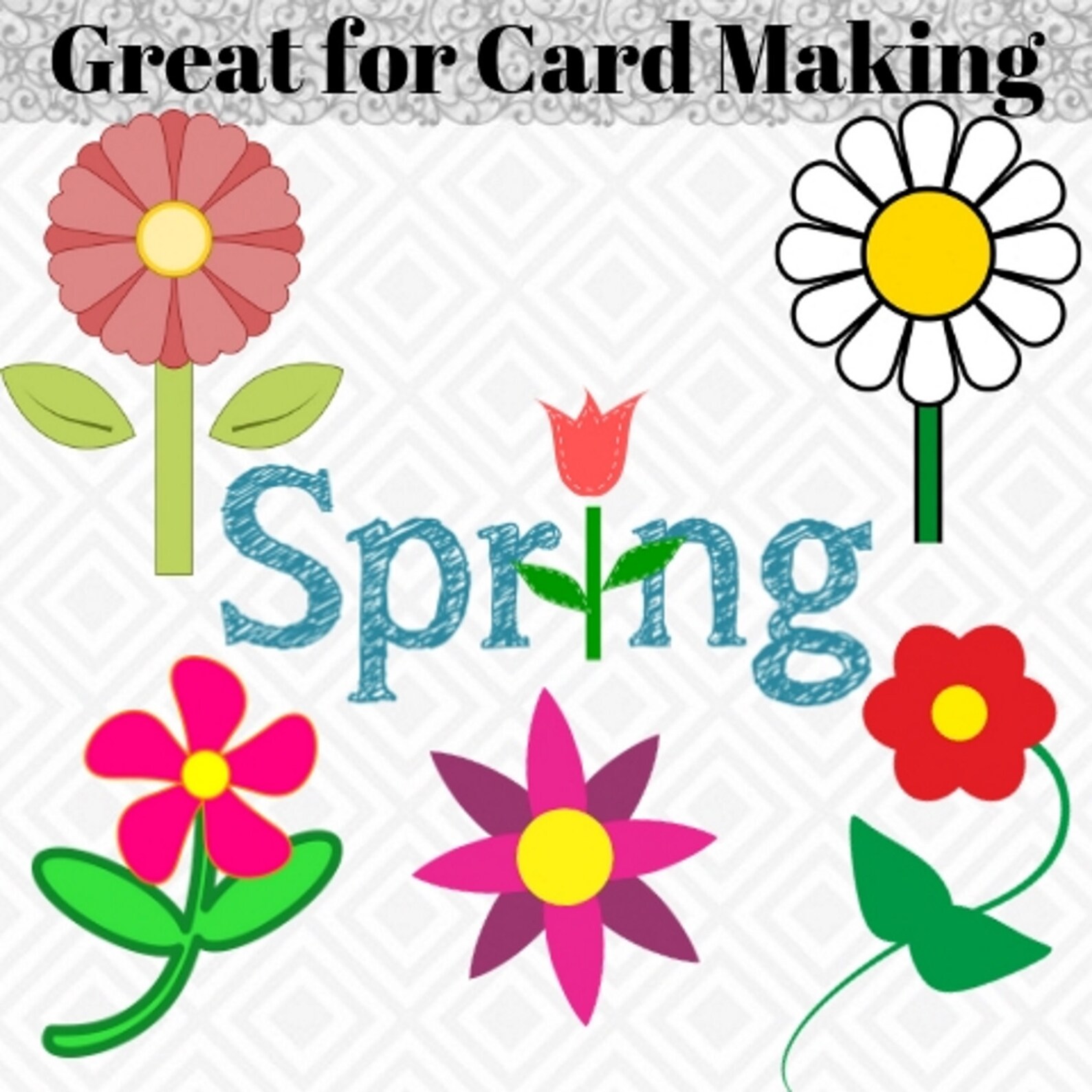 26 Spring Time Clipart Set for Personal & Commercial Use. Flower, Bird ...