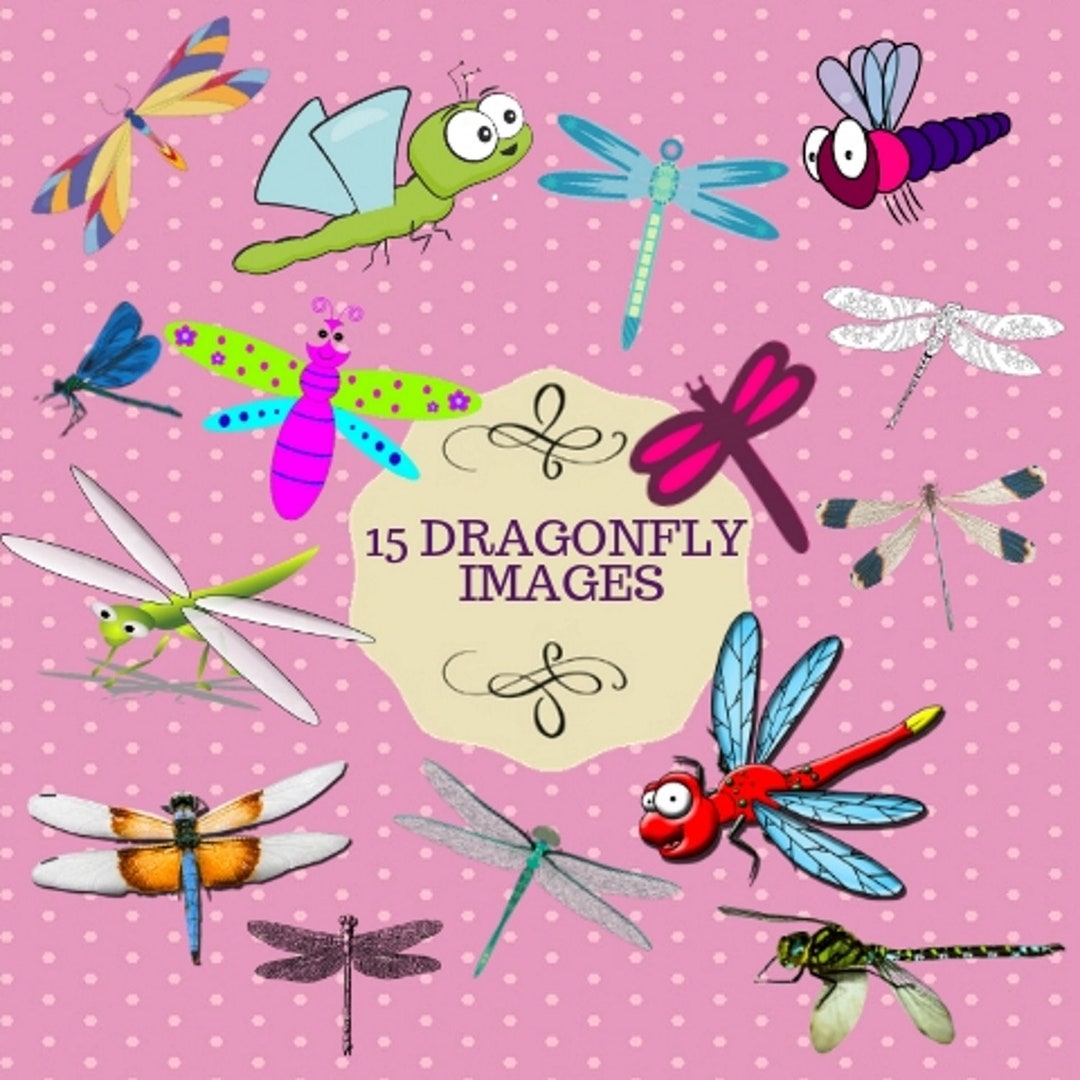 15 Cute Dragonfly Clipart Set for Personal & Commercial Use ...
