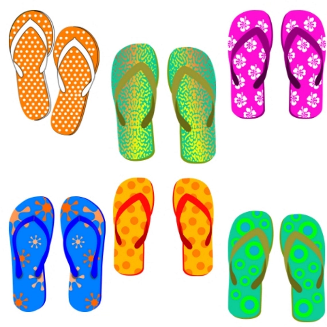 17 Fun Summer Flip Flop PNG Image Clipart Set With UNLIMITED Personal ...