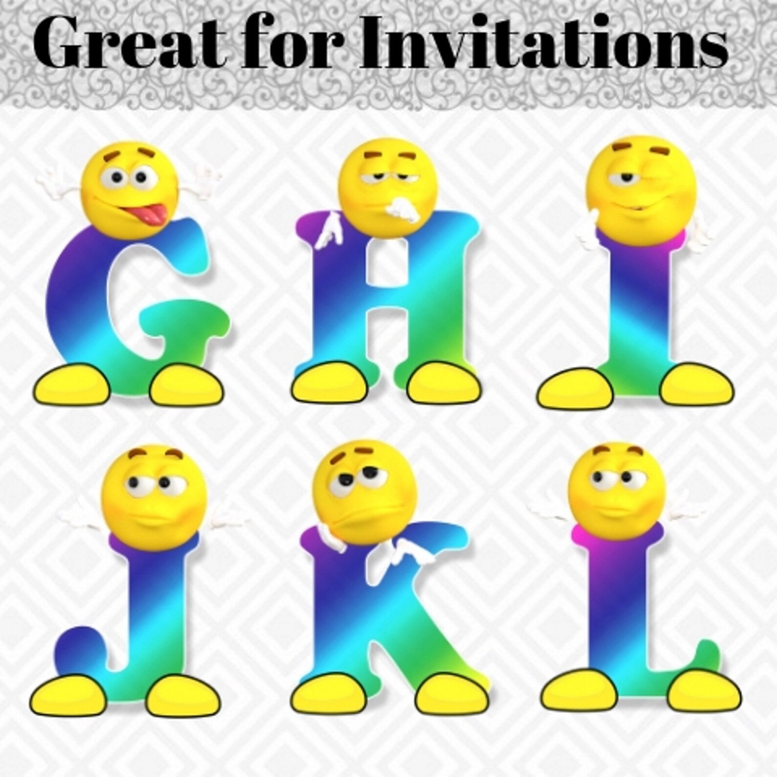 26 Emoji Alphabet Clip Art Graphics for Personal & Commercial Use to ...