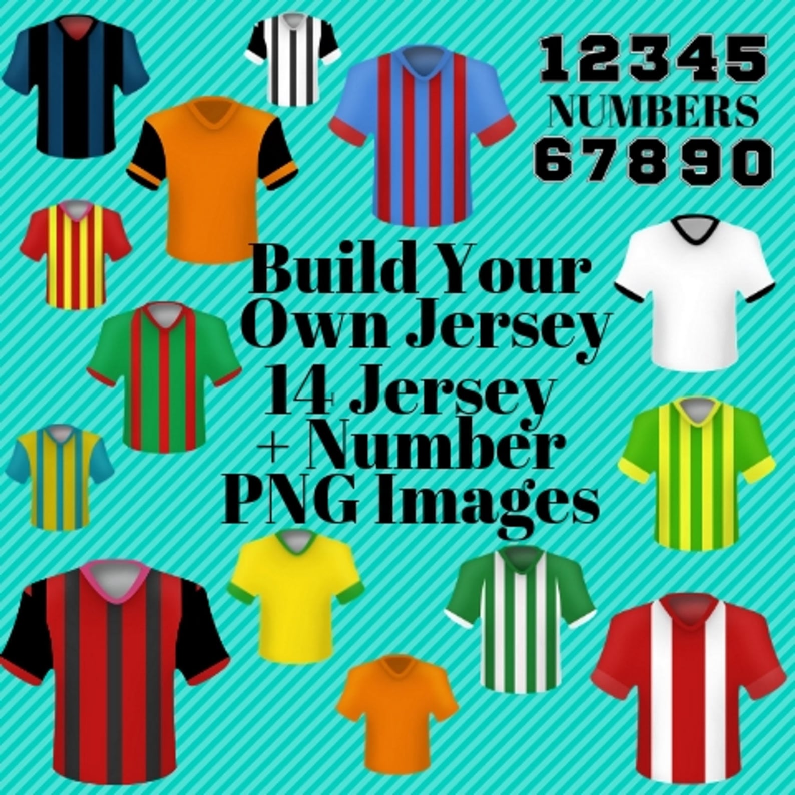 26 Soccer and Jersey Images Clipart Set Plus Numbers with | Etsy