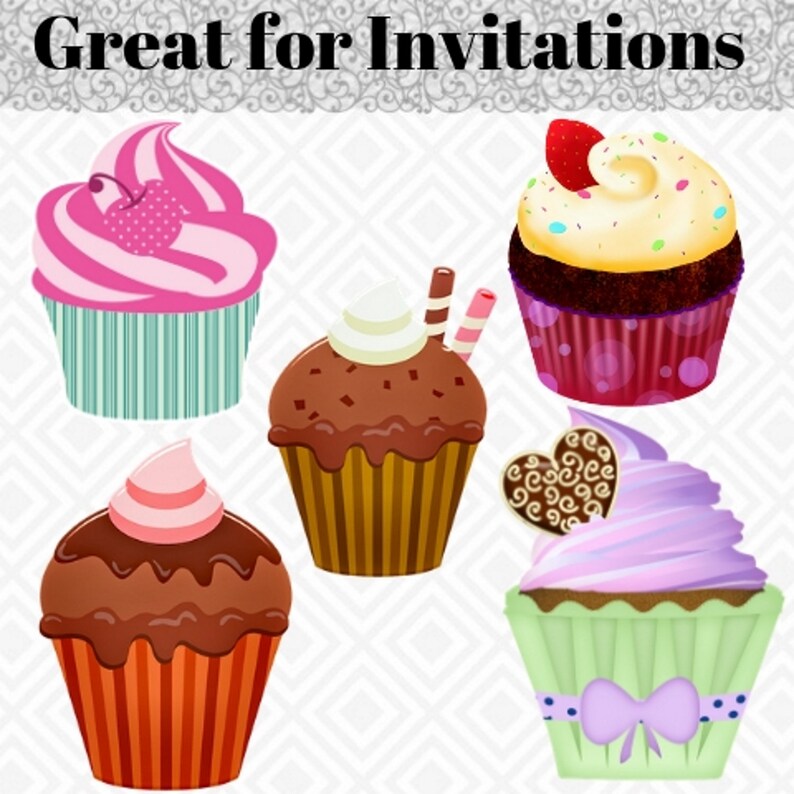 23 Cute Cupcake Clipart Set for Personal & Commercial Use. Colorful ...