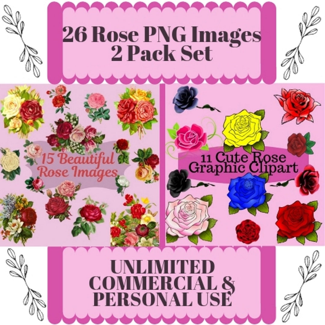 26 Beautiful Rose Image Clipart Set for UNLIMITED Personal and ...