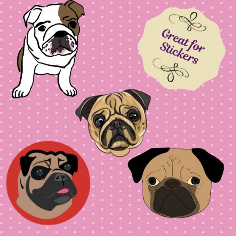 16 Cute Pug Puppy Clipart Set for Personal & Commercial Use. Pugs Clip ...