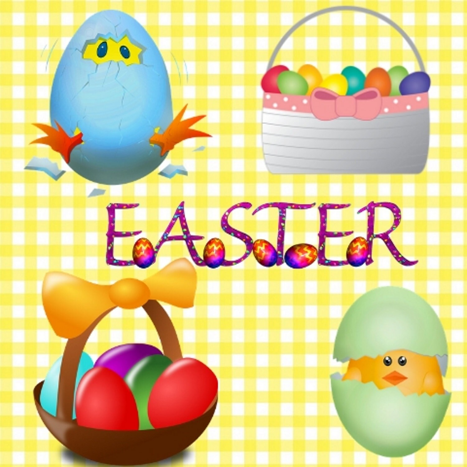14 Happy Easter Graphic Clipart Set for Personal & Commercial Use. PNG ...