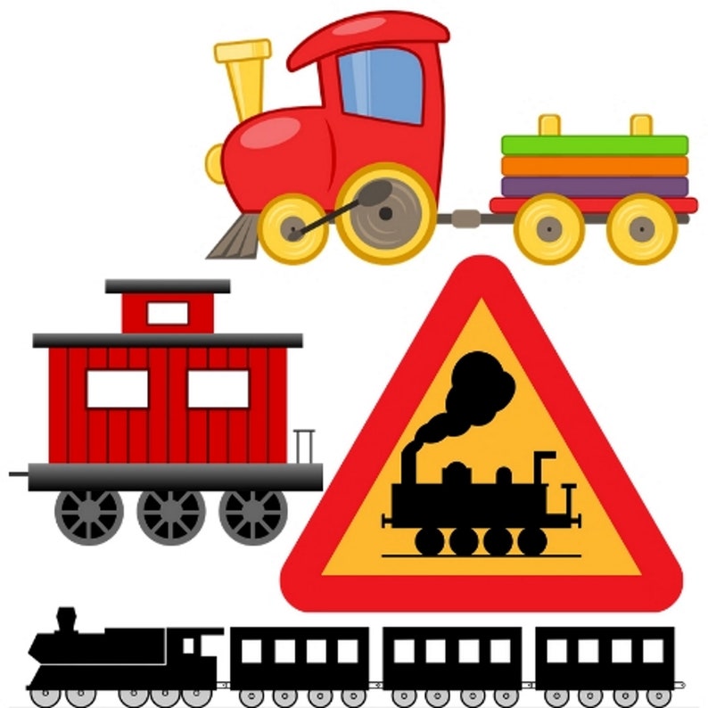 25 Cute Train Image Clipart Set With UNLIMITED Personal & Commercial ...