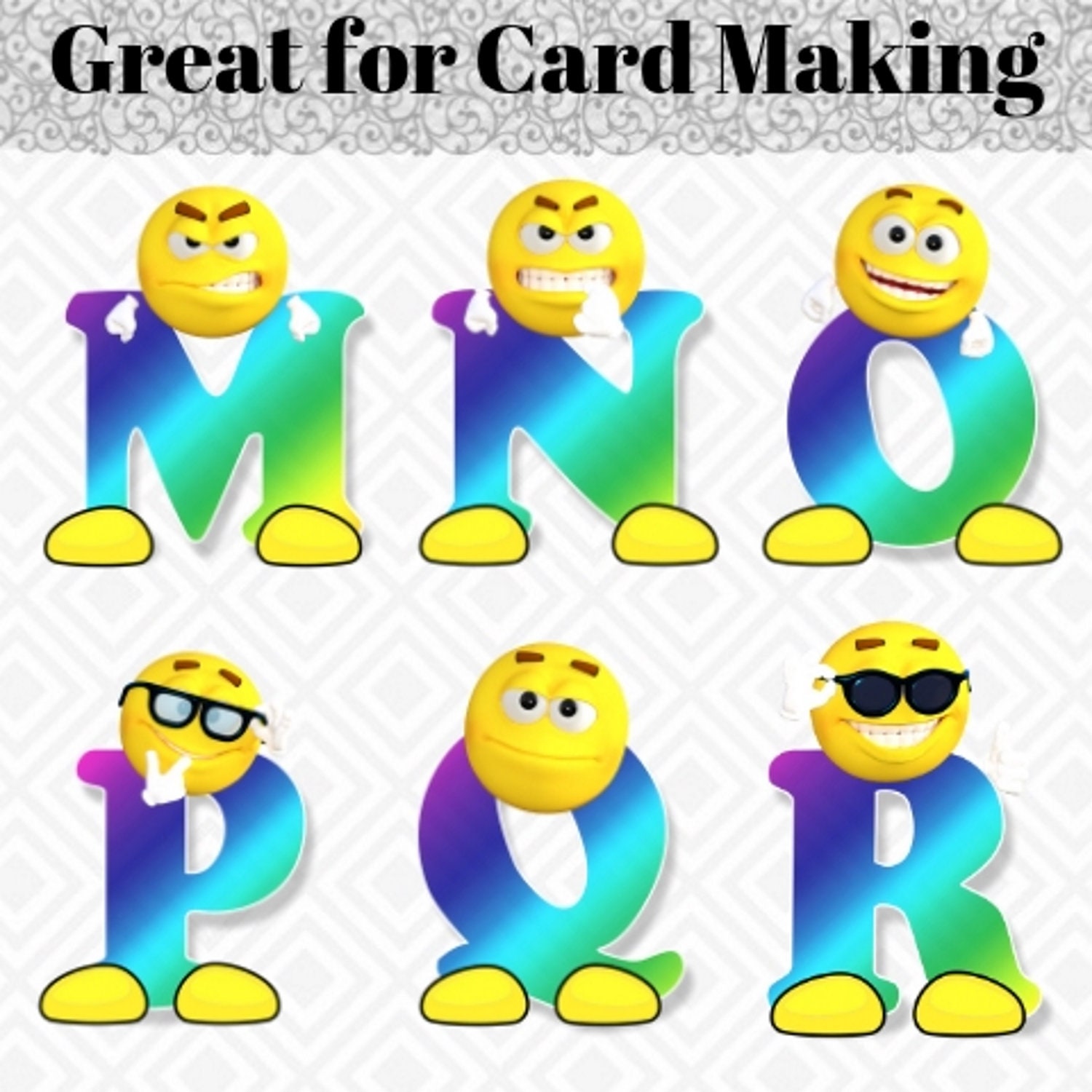 26 Emoji alphabet clip art graphics for Personal & Commercial | Etsy