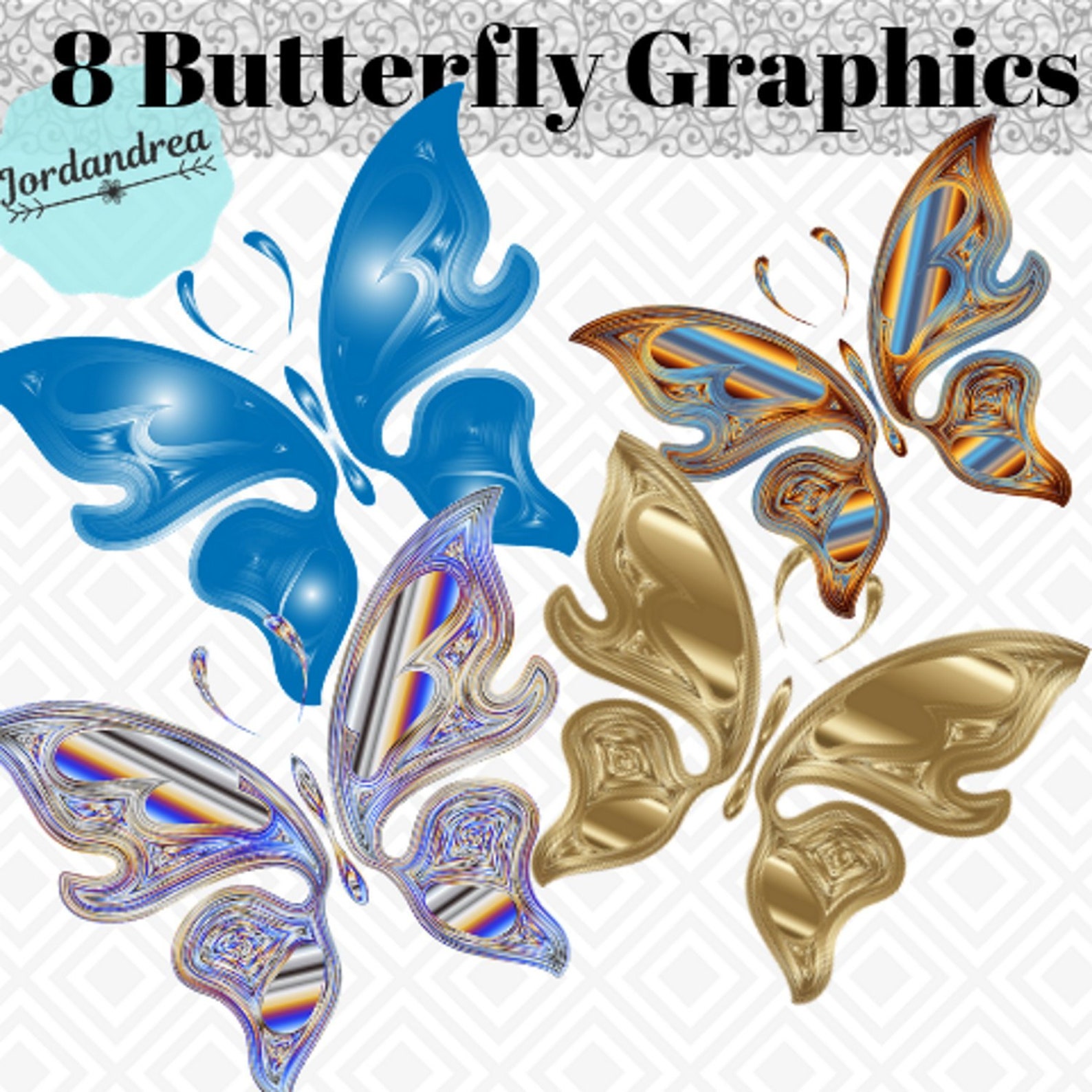Abstract Butterflies Clipart Graphic Set for Personal & Commercial Use ...