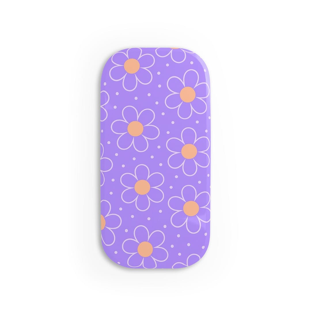 Retro Purple Flower Phone Click-on Grip Cute Aesthetic Clickon Stand ...