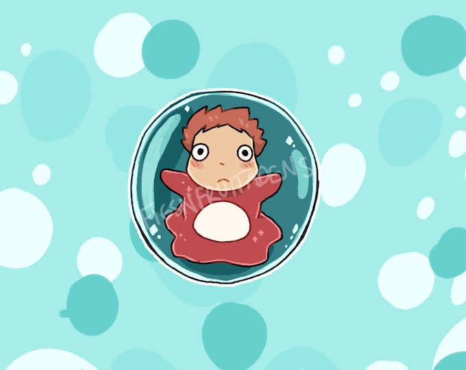 Ponyo in a Bubble | 2 X 2 Inches | Studio Ghibli Sticker for Water ...