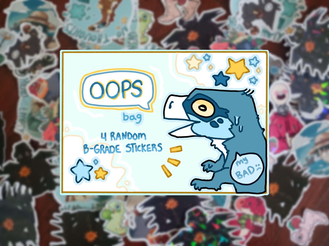 Mystery OOPS Sticker Pack | Fun Sticker Grab Bag | Four Random B-grade ...