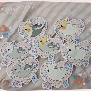 Cockatiel Hearts | 3 X 2.5 Inches | Valentines Day Gift | Matte Sticker ...