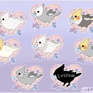 Cockatiel Hearts | 3 X 2.5 Inches | Valentines Day Gift | Matte Sticker ...