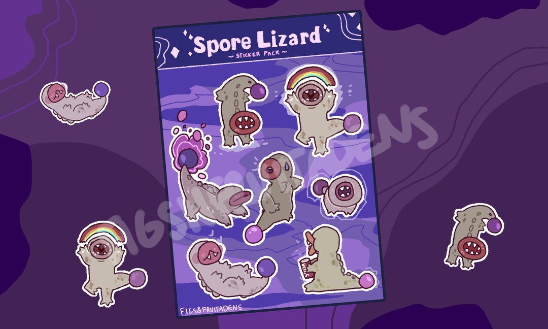 Spore Lizard Lethal Company Sticker Sheet | 3.3 X 4 Inches | Matte ...