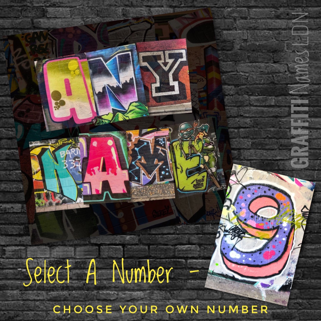 Graffiti Number 9 6x4 Print to Create Personalised Name. - Etsy