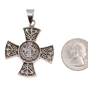 Saint Benedict Cross Pendant .925 Sterling Silver San Benito Cross .925 ...