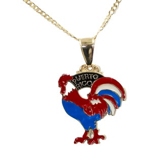 Puerto Rico Rooster Flag 18K Gold Plated Pendant With 24 Inch Chain - Etsy
