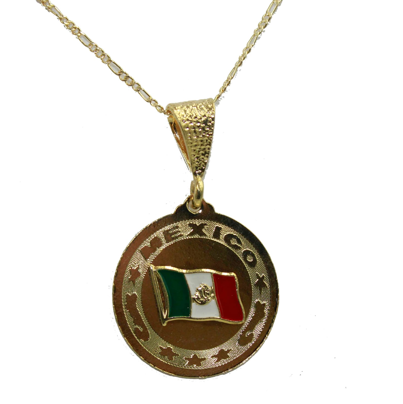 Mexico Flag 18K Gold Plated Pendant with 22 Chain Mexico | Etsy