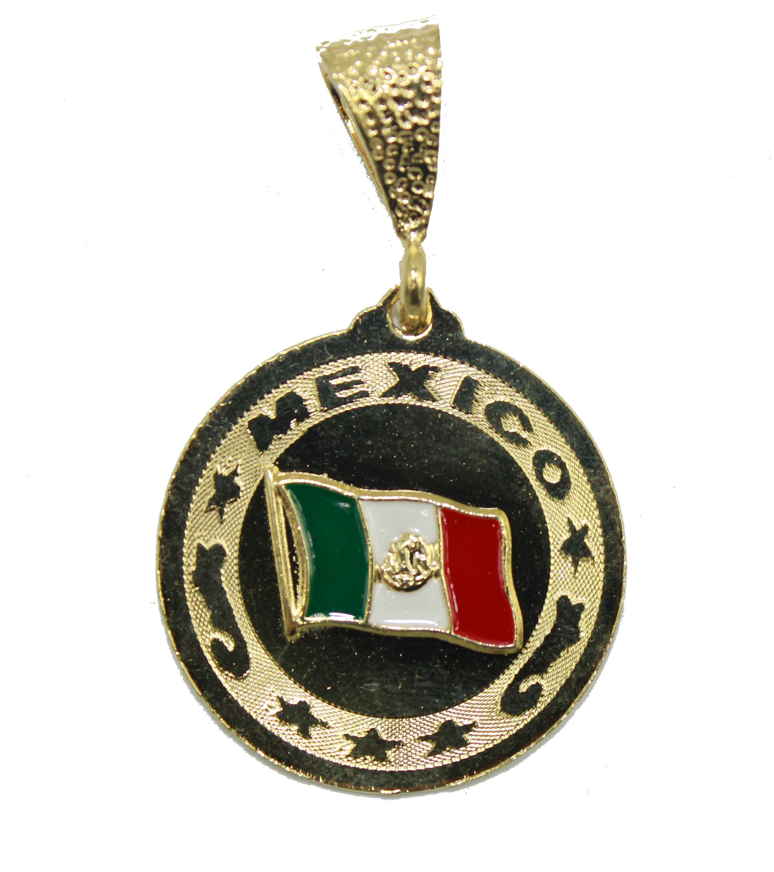 Mexico Flag 18K Gold Plated Pendant with 22 Chain Mexico | Etsy