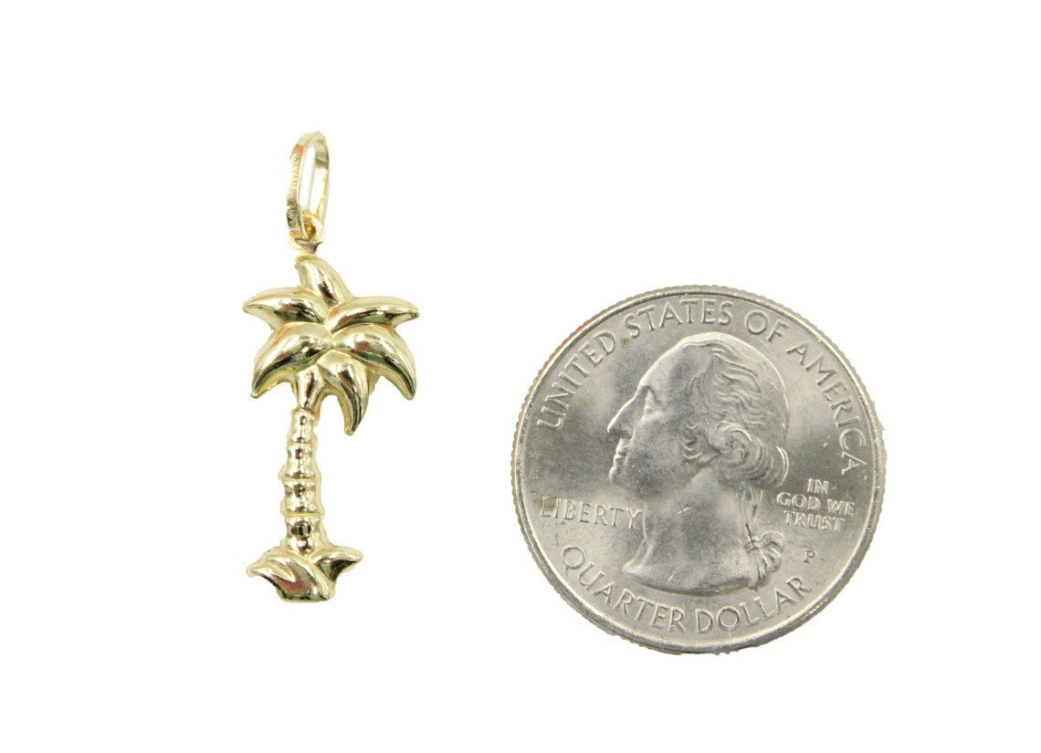 Palm Tree Pendant 14k Yellow Gold Pendant Palm Tree 14k Gold - Etsy