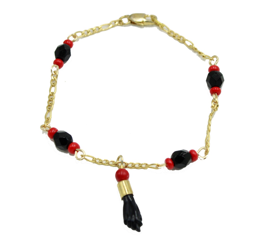 Figa Hand Azabache Charm 18k Gold Plated Bracelet Figa Hand - Etsy