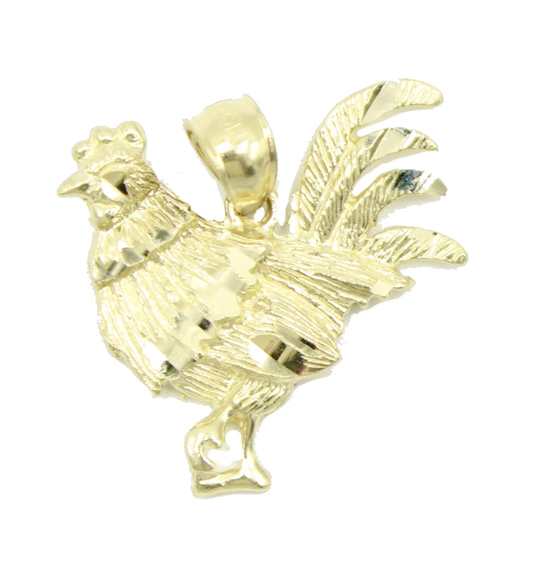 Chicken Pendant 10k Yellow Gold Chicken Charm Pendant 10k - Etsy