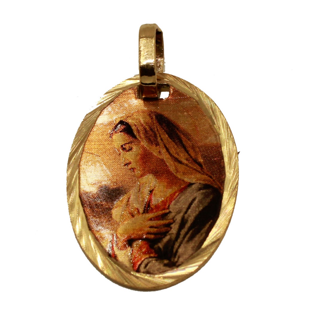 Virgen Maria Medal Virgin Mary 14k Gold Plated Medal With 18 Inch Chain ...