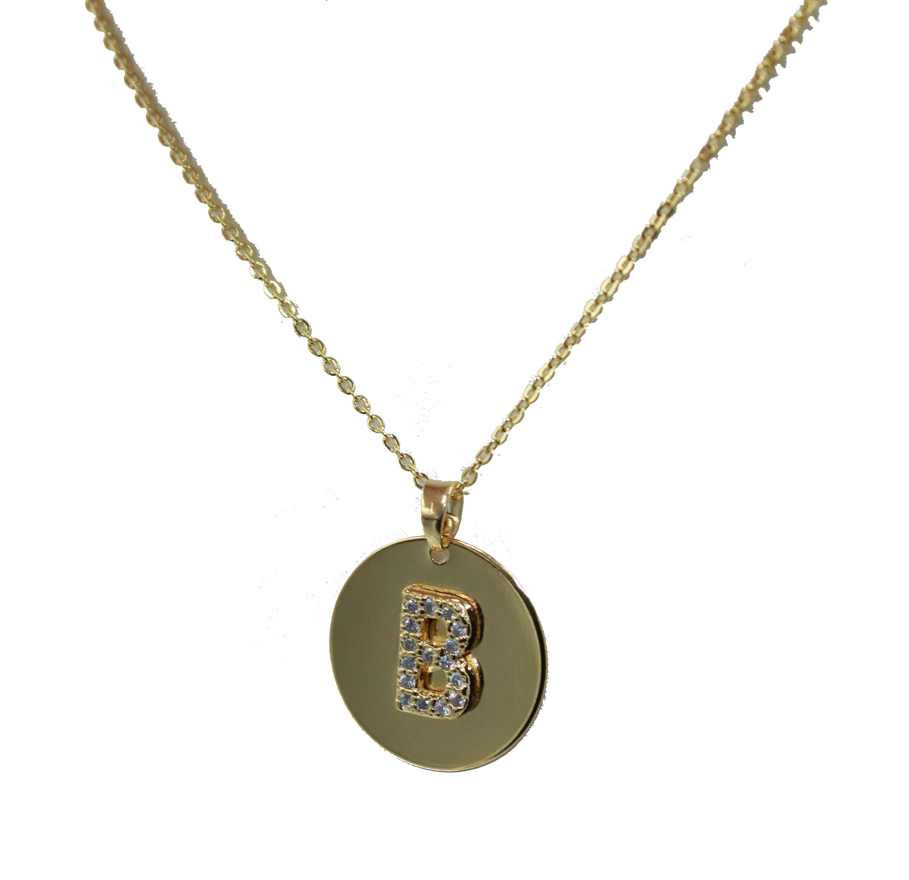 Initial Letter with CZ Necklace 18k Goldplated Necklace with - Etsy España