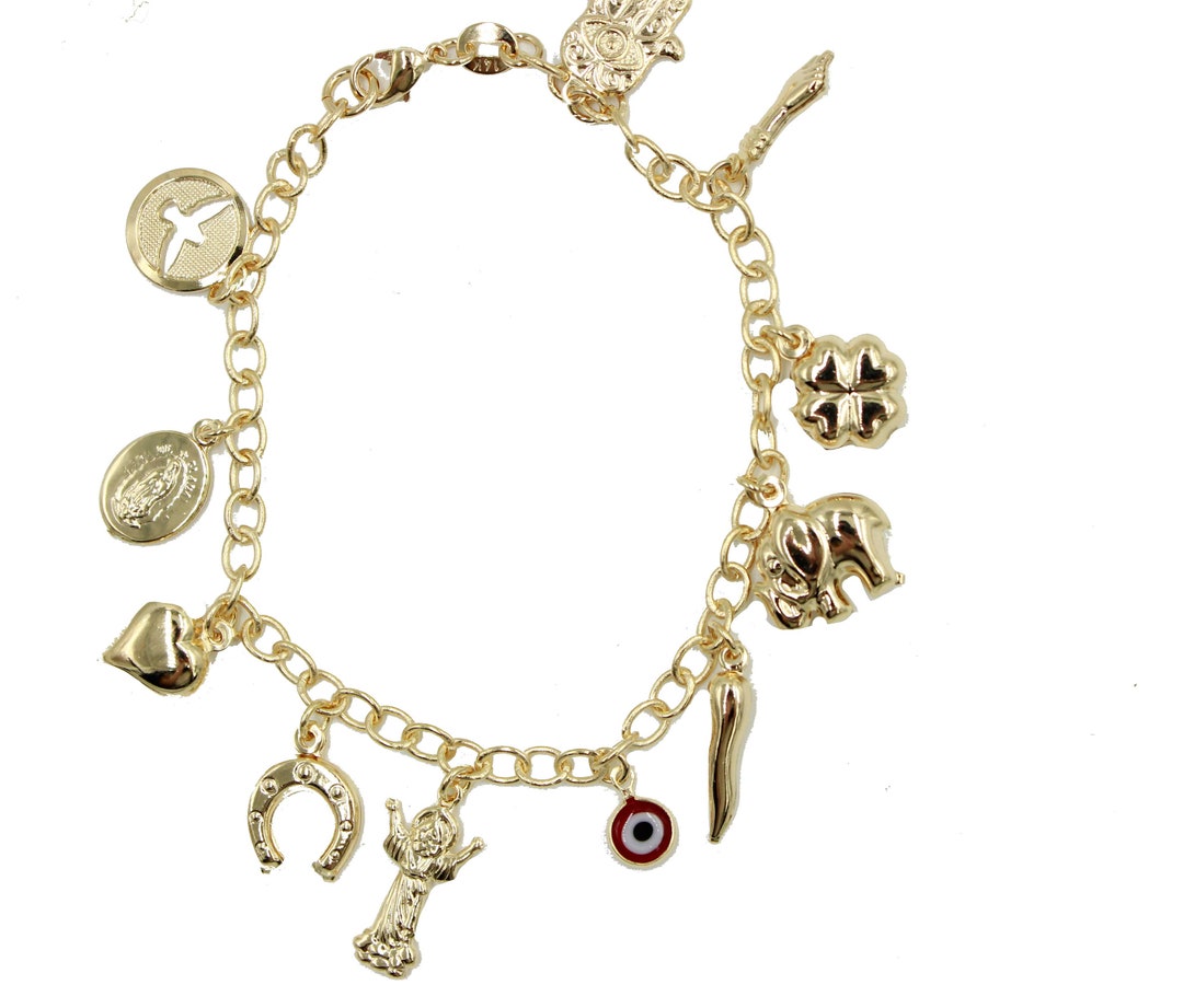 Good Luck Charm Bracelet 18k Gold Plated Bracelet Chain Evil - Etsy