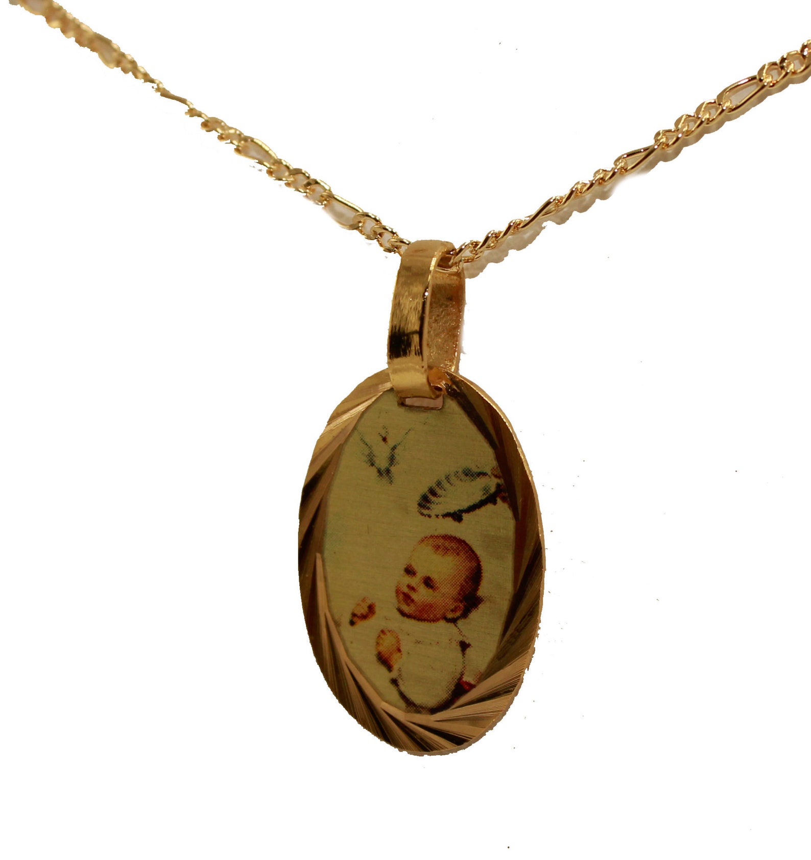 Baptism Medal 18k Gold Plated With 18 Inch Chain Bautizo | Etsy