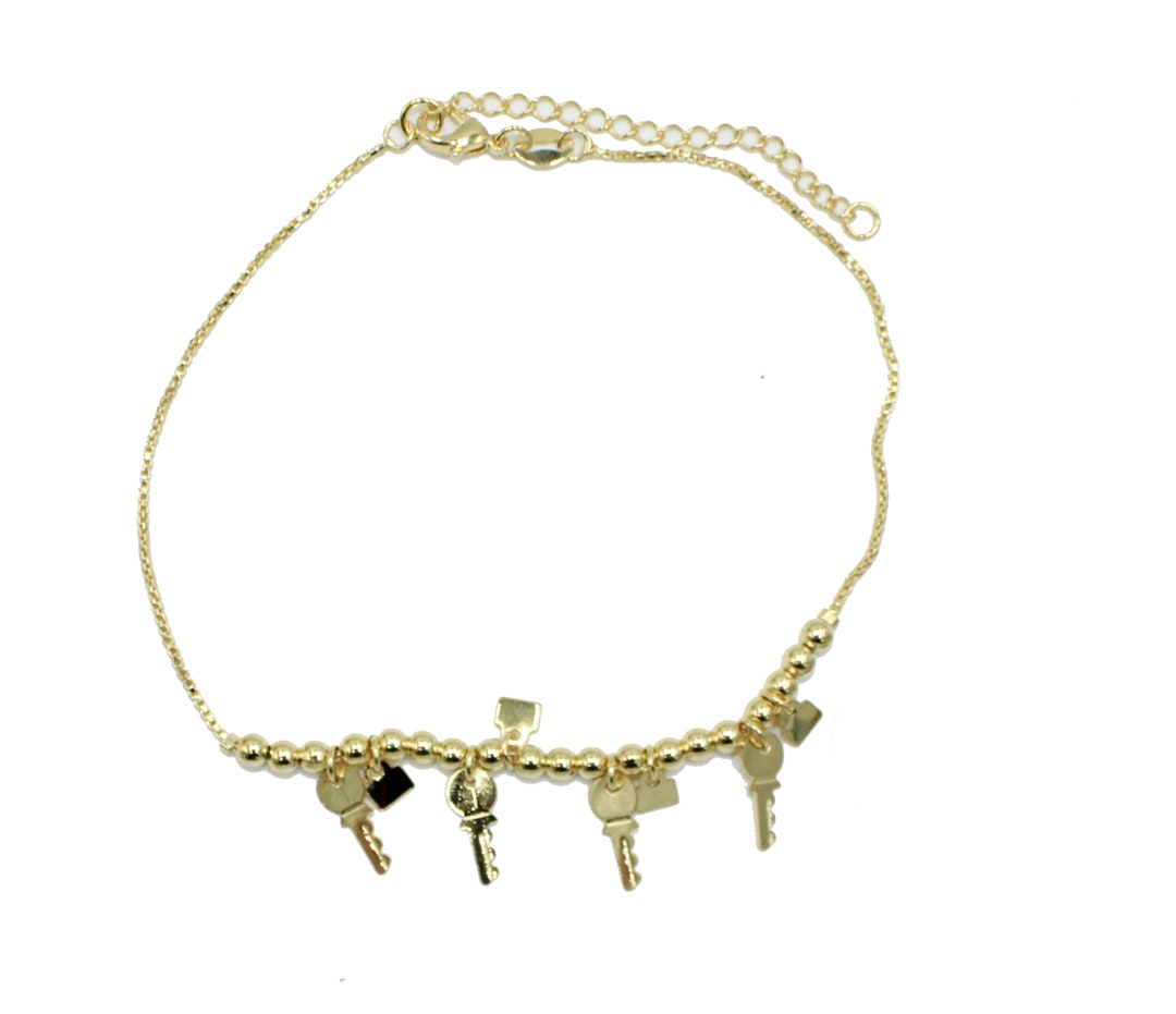 Lock and Key Anklet 18k Gold Plated Adjustable Anklet up to 11 Inch - Etsy