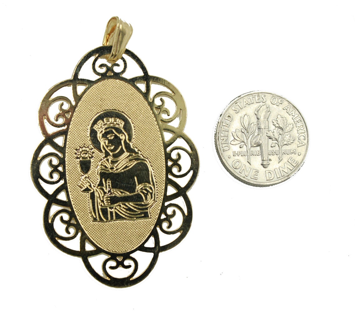 Santa Barbara Medal 18k Gold Plated Pendant With 20 Inch Chain | Etsy