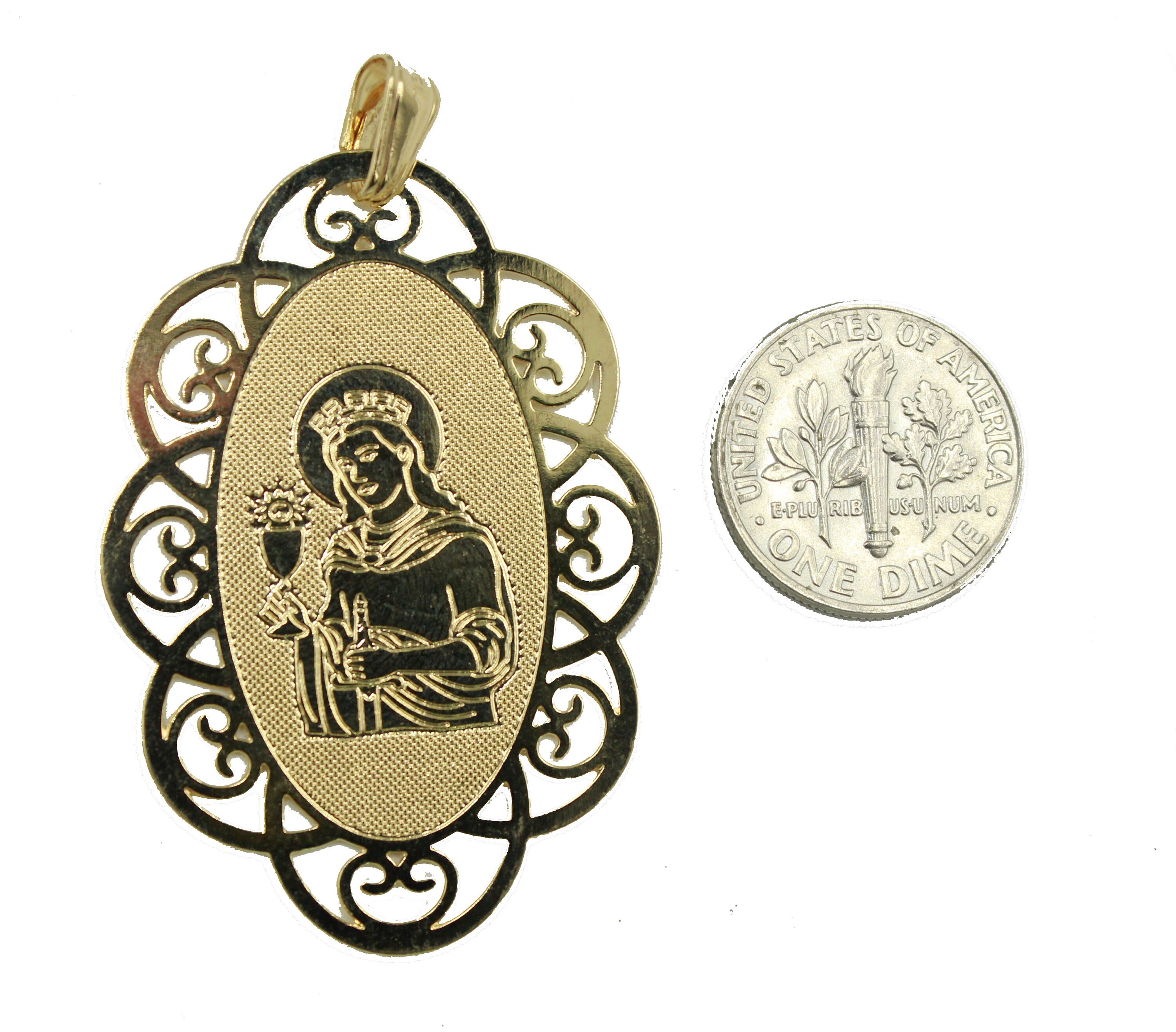 Santa Barbara Medal 18k Gold Plated Pendant With 20 Inch Chain | Etsy