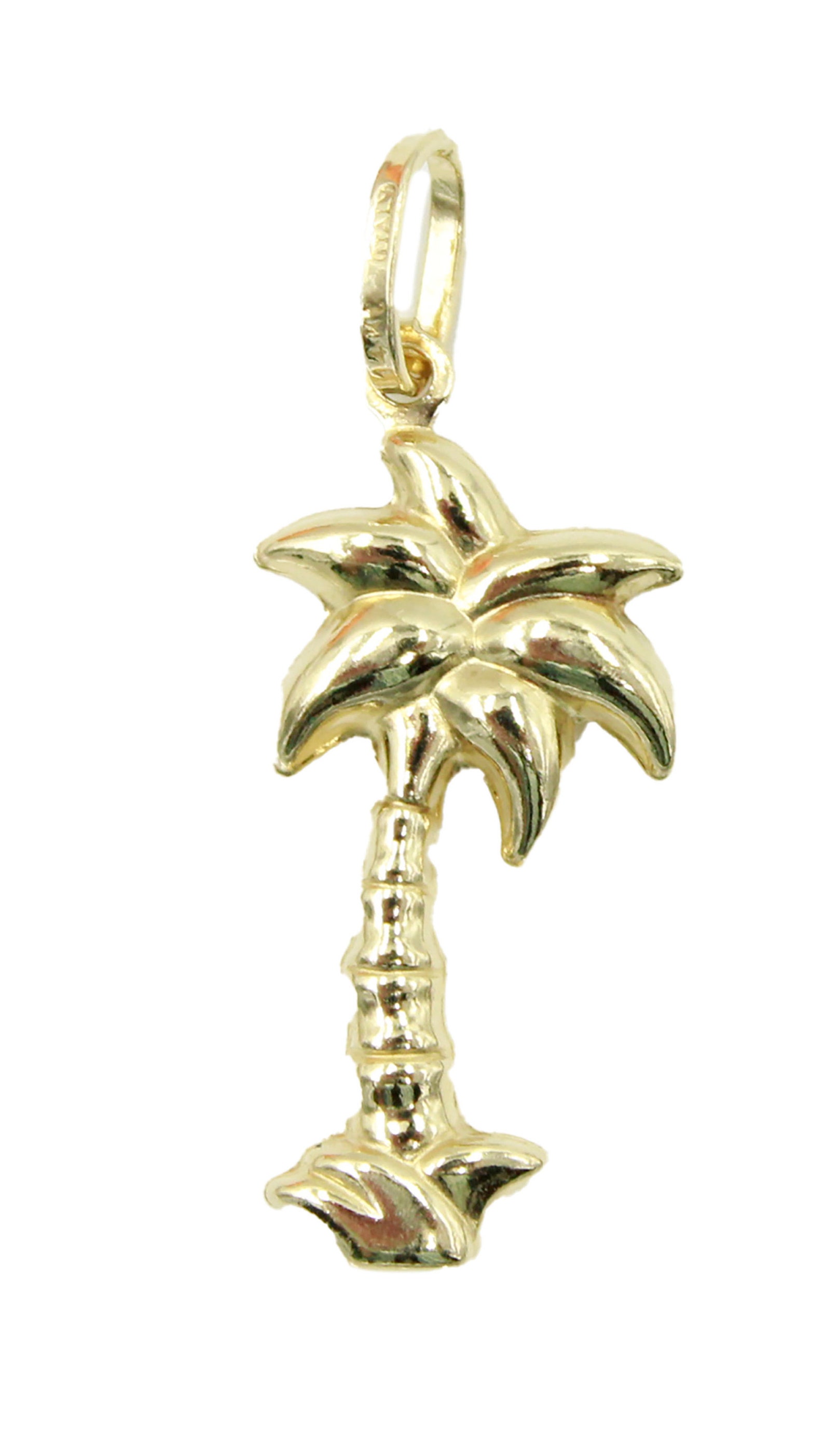Palm Tree Pendant 14k Yellow Gold Pendant Palm Tree 14k Gold - Etsy
