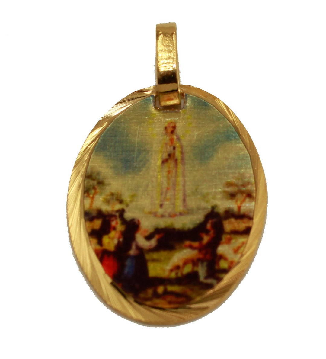 Virgen De Fatima Pendant 14k Gold Plated Medal With 18 Inch Chain ...