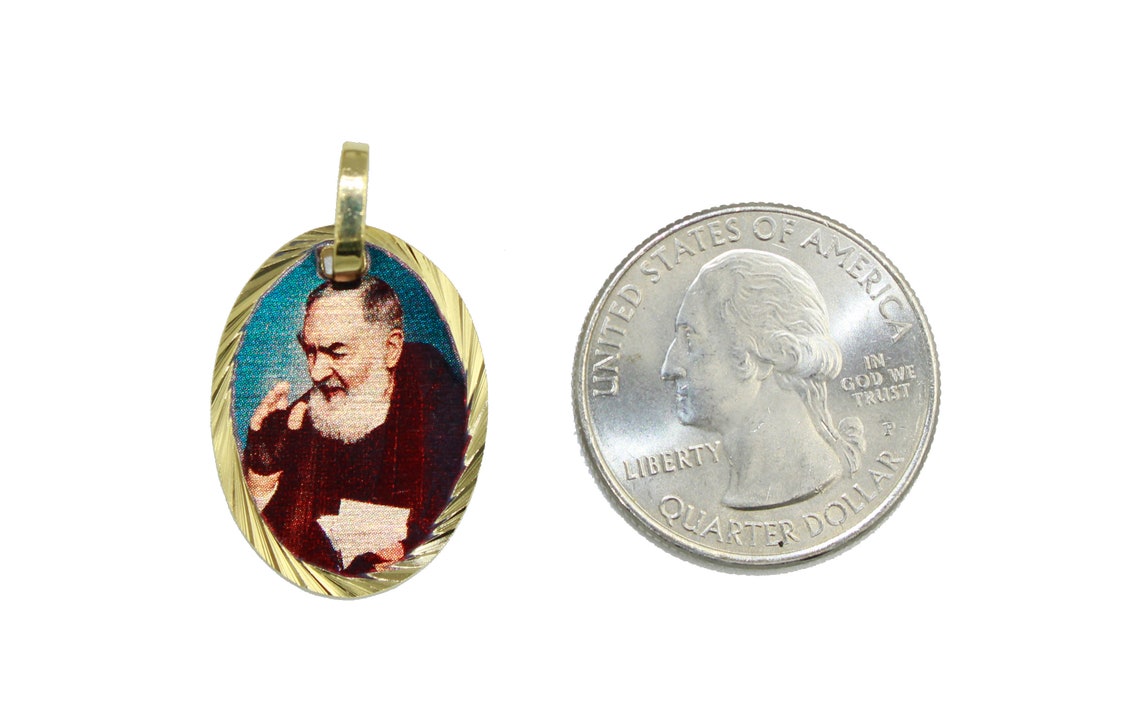 Padre Pio Medal Gold Plated with 20 inch Chain Padre Pio | Etsy