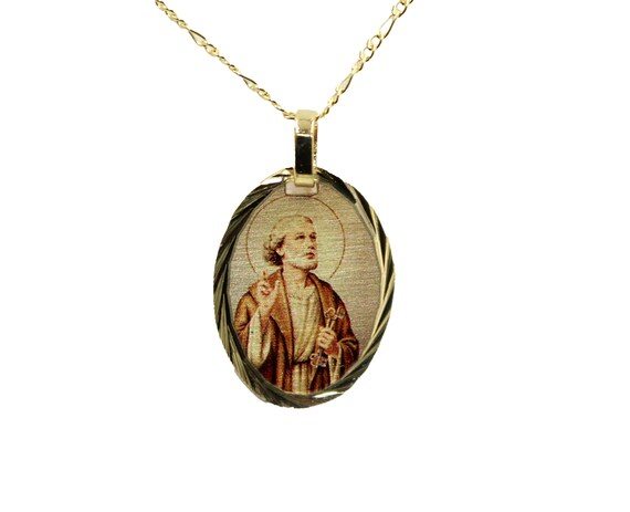 San Pedro Medalla Saint Peter Medal 18k Gold Plated Medal - Etsy