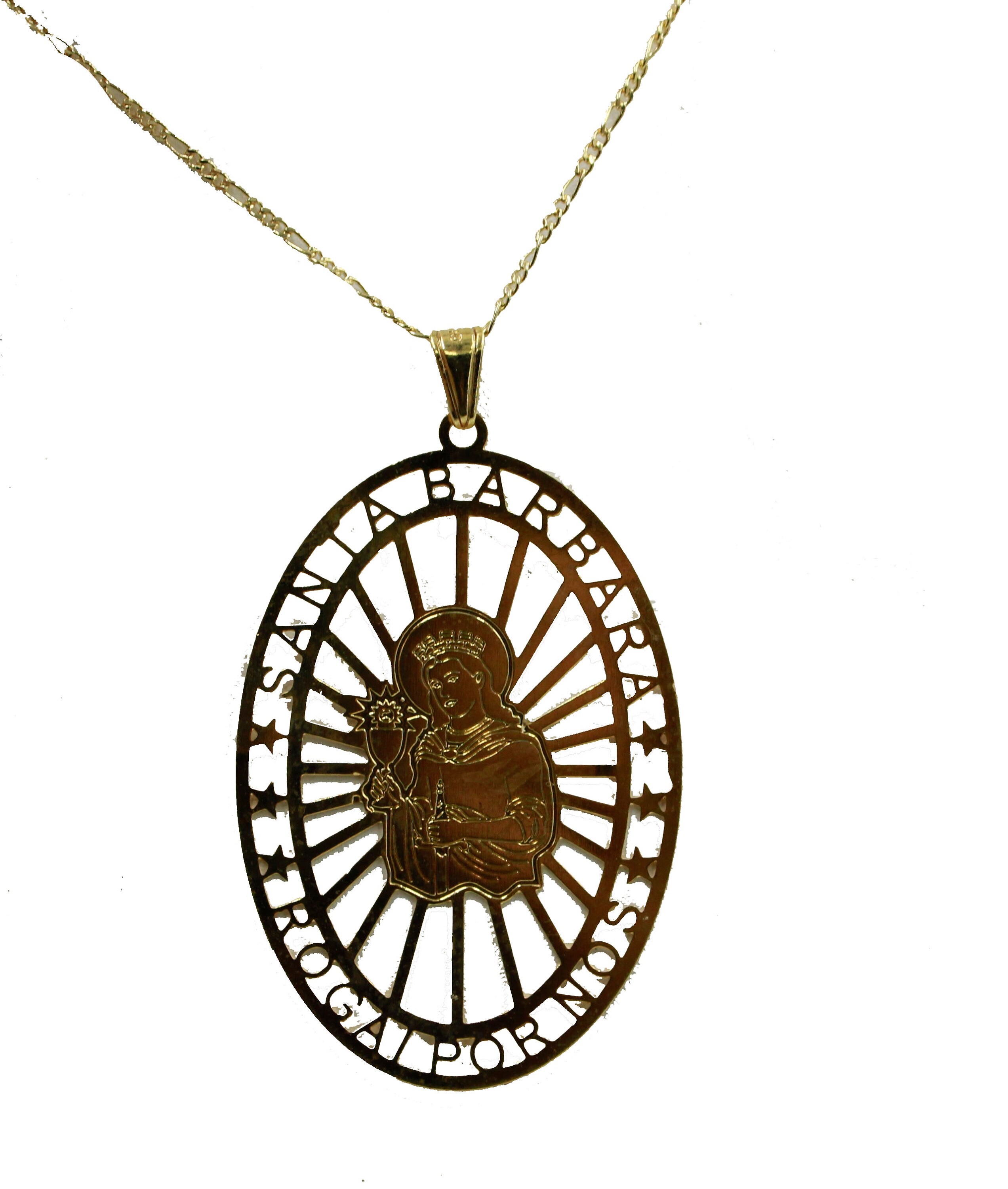 Santa Barbara Medal 18k Gold Plated Pendant with 20 inch Chain | Etsy