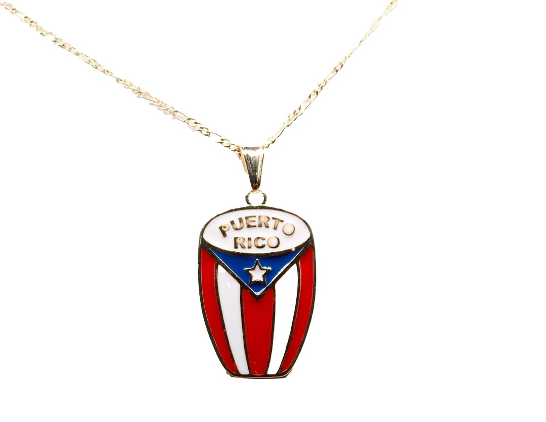 Puerto Rico Enamel Flag 18k Gold Plated With 22 Inch Chain Puerto Rico ...