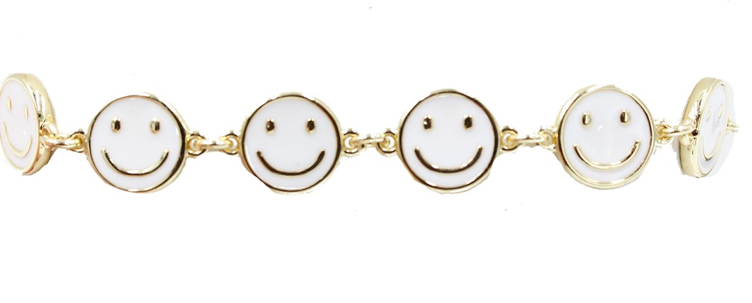 Happy Face 18k Gold Plated Bracelet Chain Happy Face - Etsy