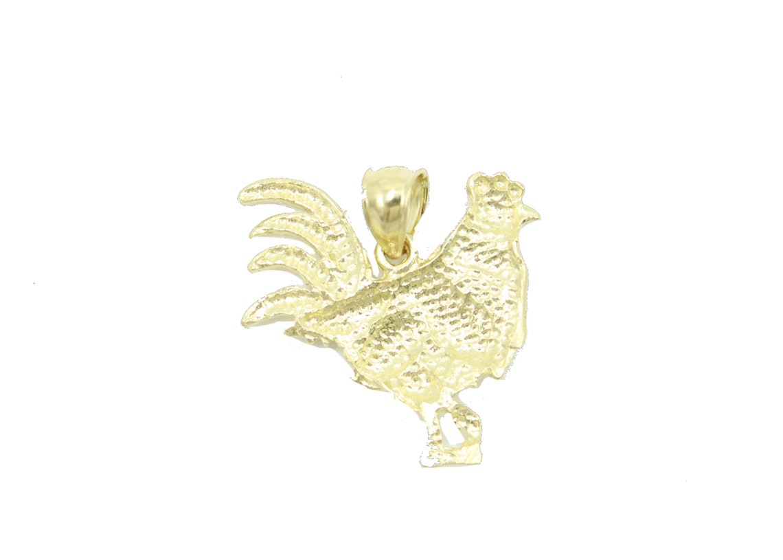 Chicken Pendant 10k Yellow Gold Chicken Charm Pendant 10k - Etsy
