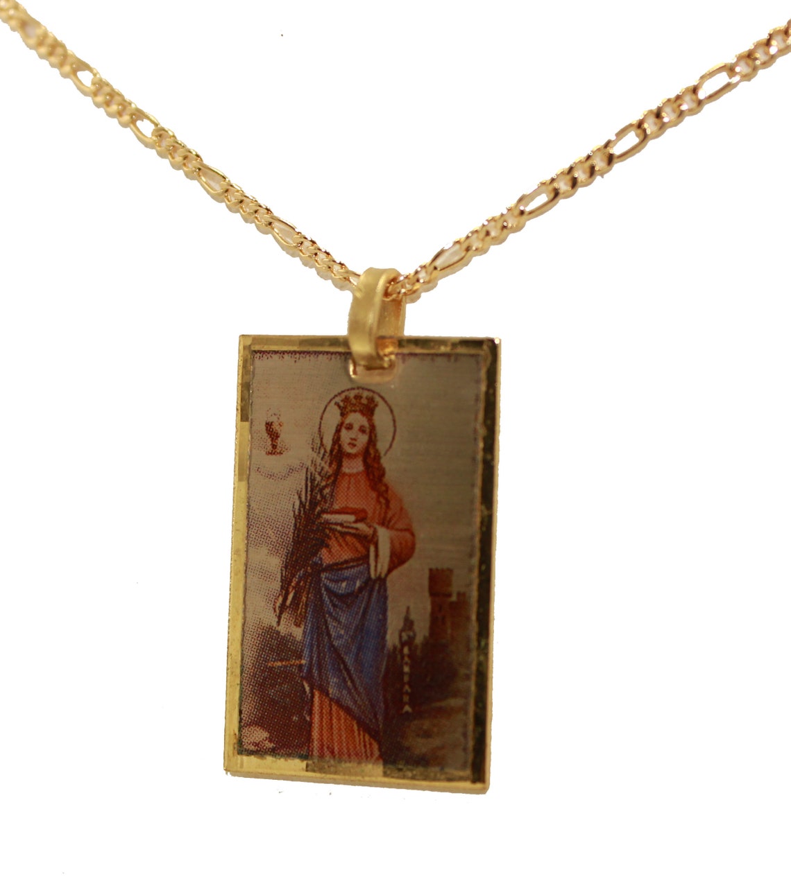 Santa Barbara Square Pendant 14k Gold Plated With 20 Inch | Etsy